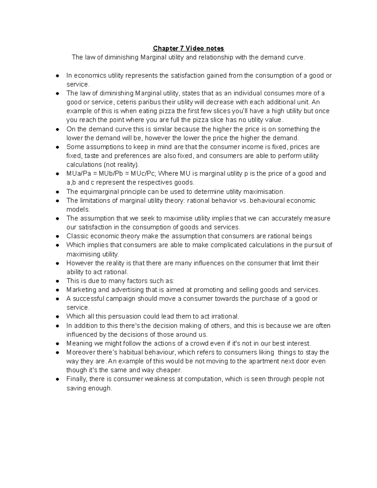Chapter 7 Video notes - Economics AS/A level Cambridge - Chapter 7 ...