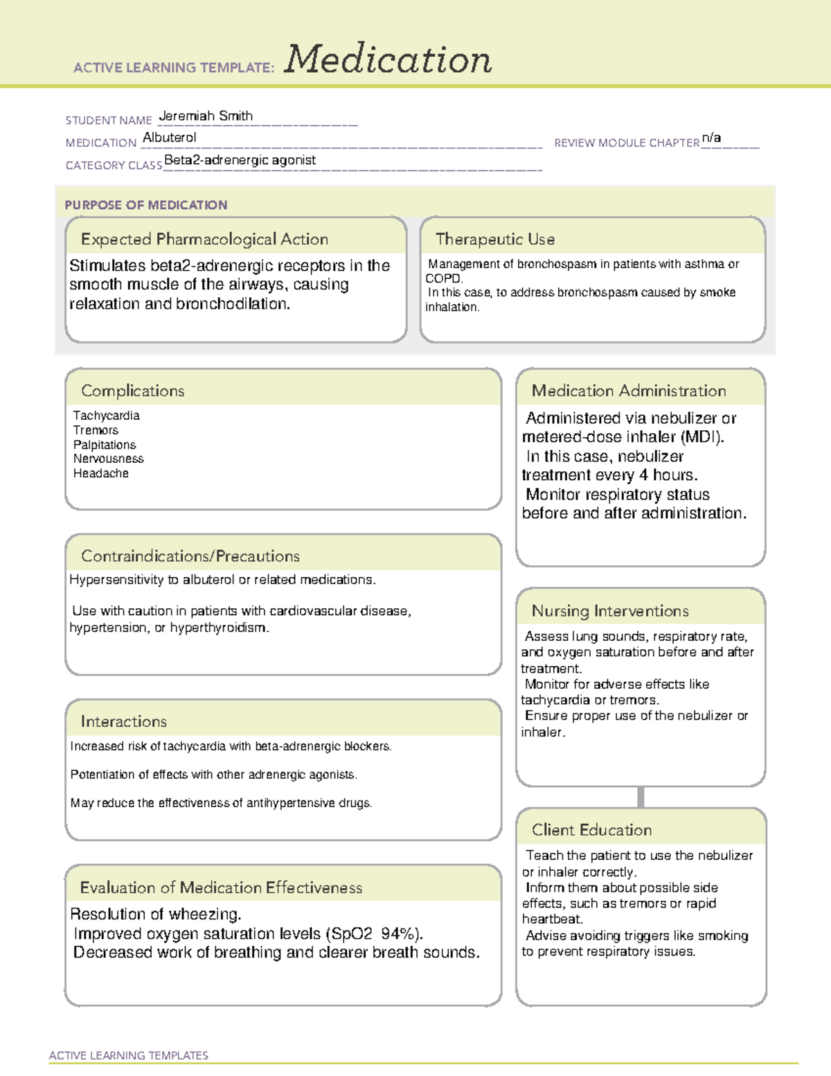ATI Medication Active Learning Template - ACTIVE LEARNING TEMPLATES ...