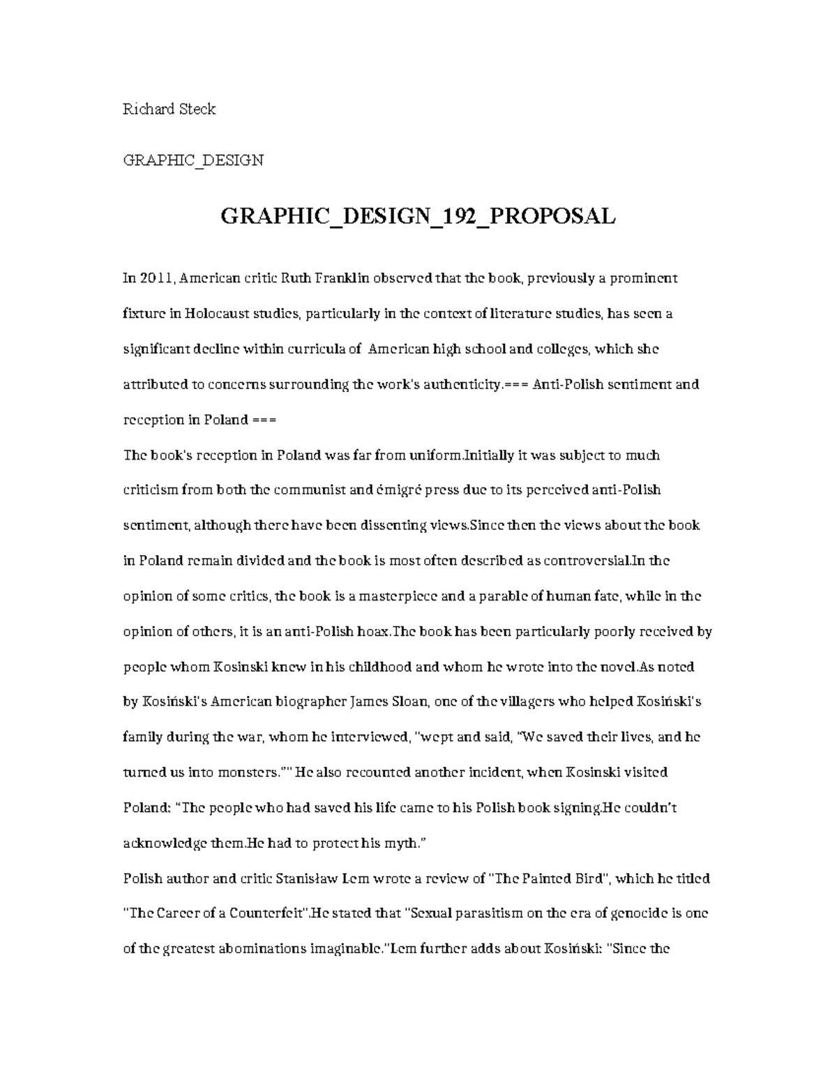 Graphic Design 192 Proposal - Richard Steck GRAPHIC_DESIGN GRAPHIC ...
