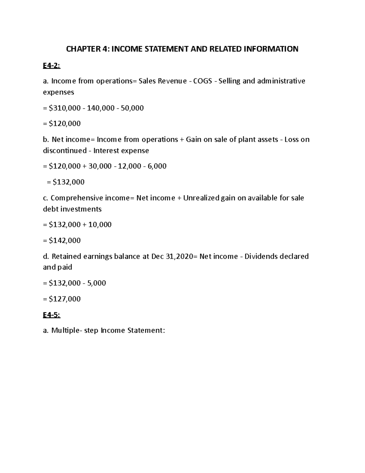 Chapter-4 ACCT - Accounting - CHAPTER 4: INCOME STATEMENT AND RELATED ...