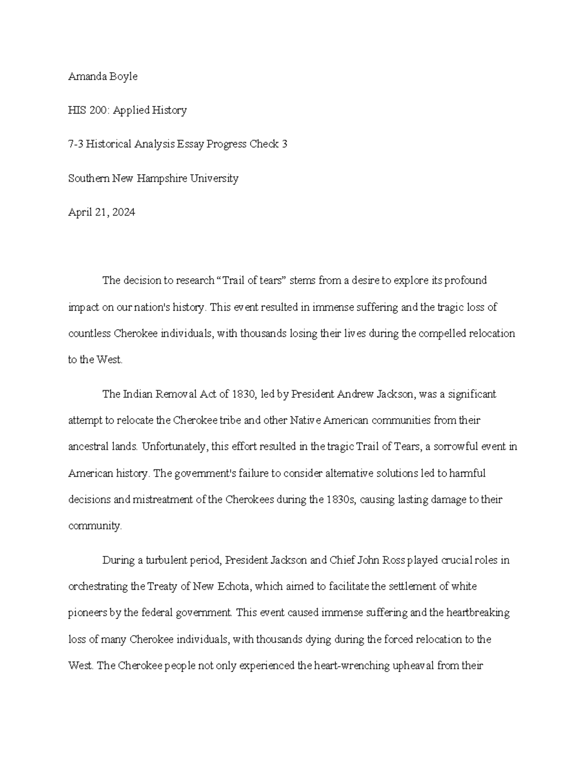 7-3 Historical Analysis Essay Progress Check 3 - Amanda Boyle HIS 200 ...
