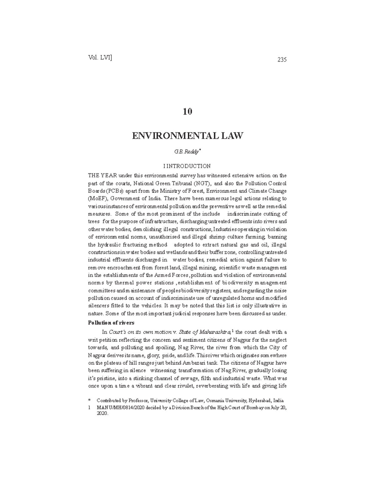 10-Environmental law - material - Vol. LVI] Environmental Law 235 10 ...