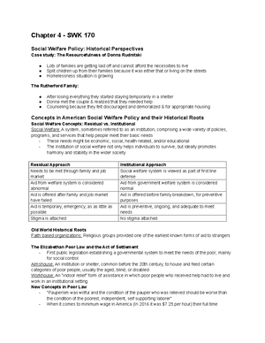 Introduction to Social Work Chapter 1 Lecture and Reading Notes 1 - Studocu