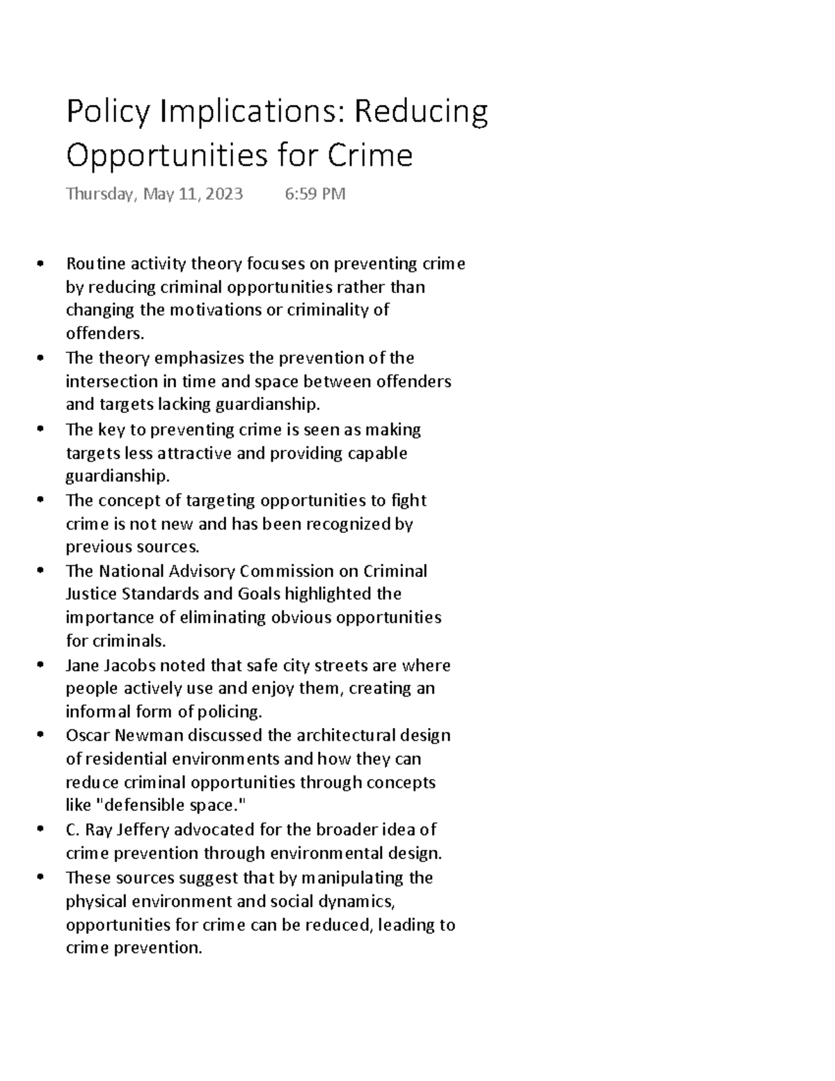 Policy Implications: Reducing Opportunities for Crime - Routine ...