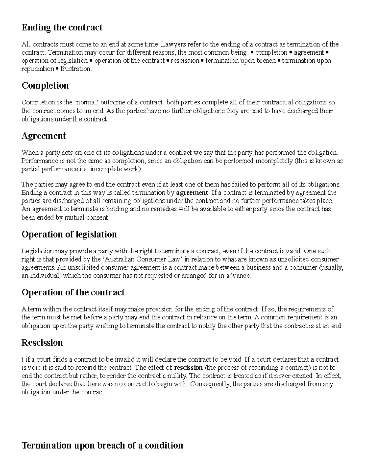 6.3 Ending the contract - Ending the contract All contracts must come ...