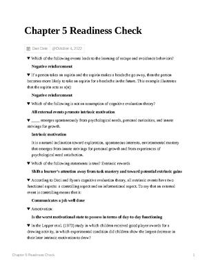 Chapter 5 Readiness Check - Chapter 5 Readiness Check 1 Chapter 5 ...
