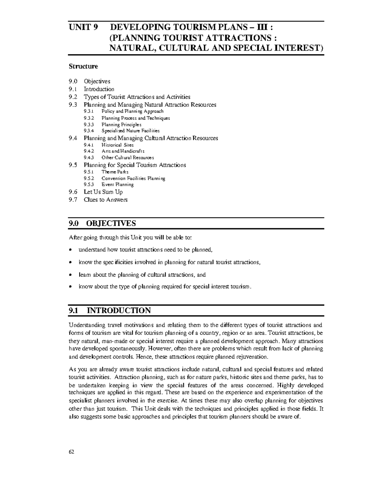 Developing Tourism Plans (Planning Tourist Attractions (Natural ...