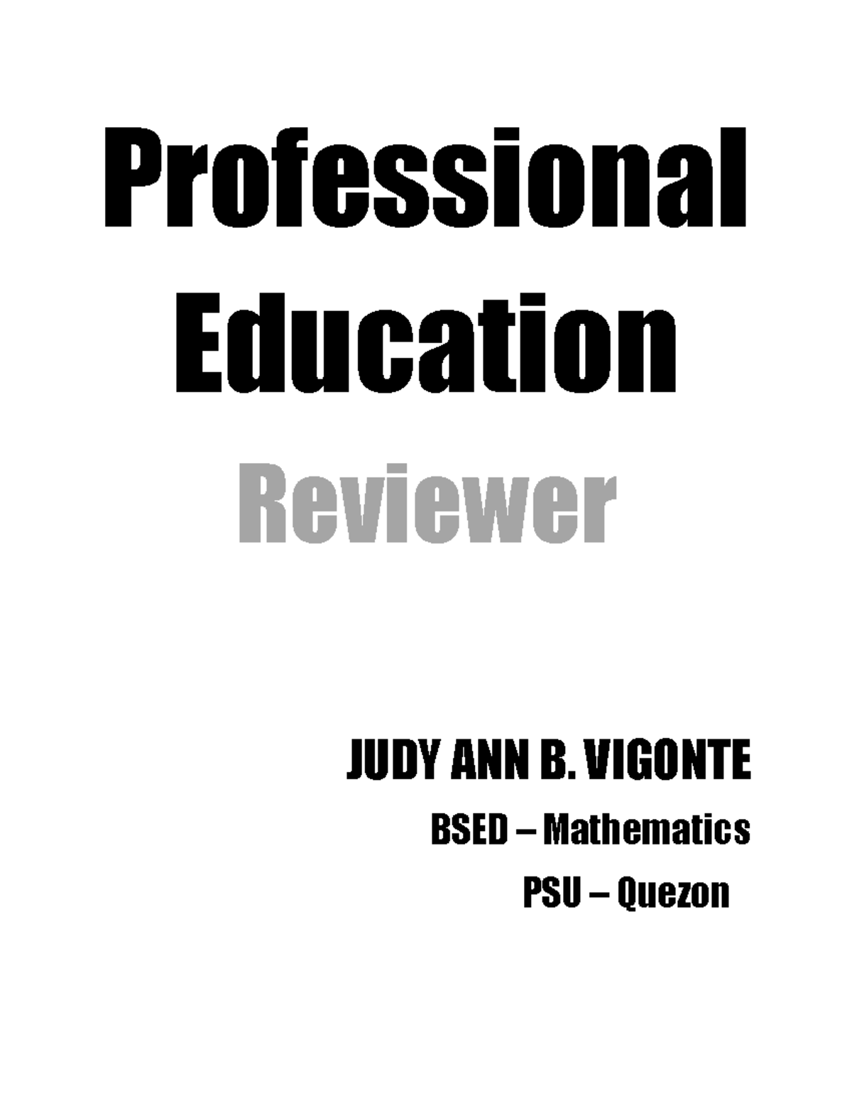 Professional Education Reviewer - Professional Education Reviewer JUDY ...