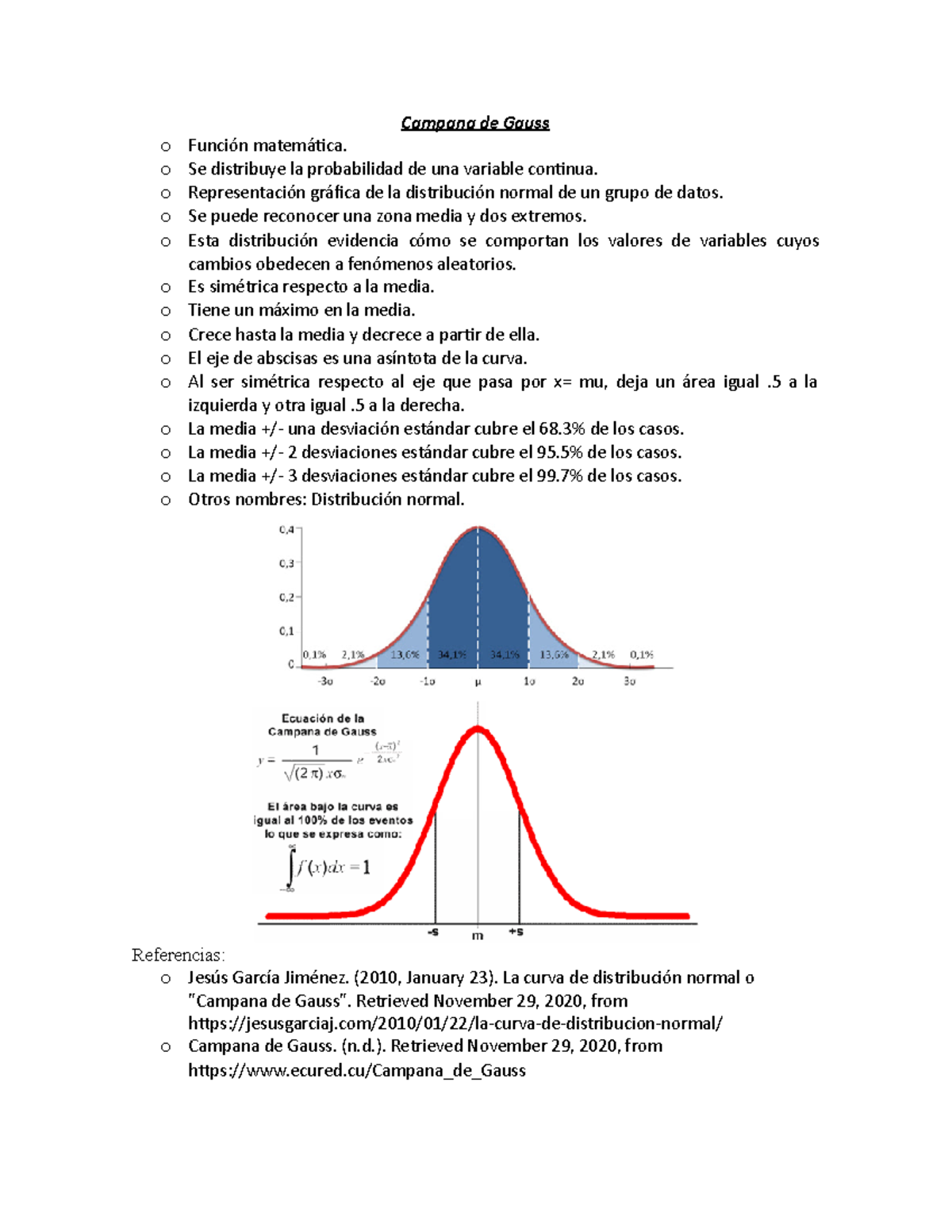 Campana De Gauss O Se Distribuye La Probabilidad De Una Variable