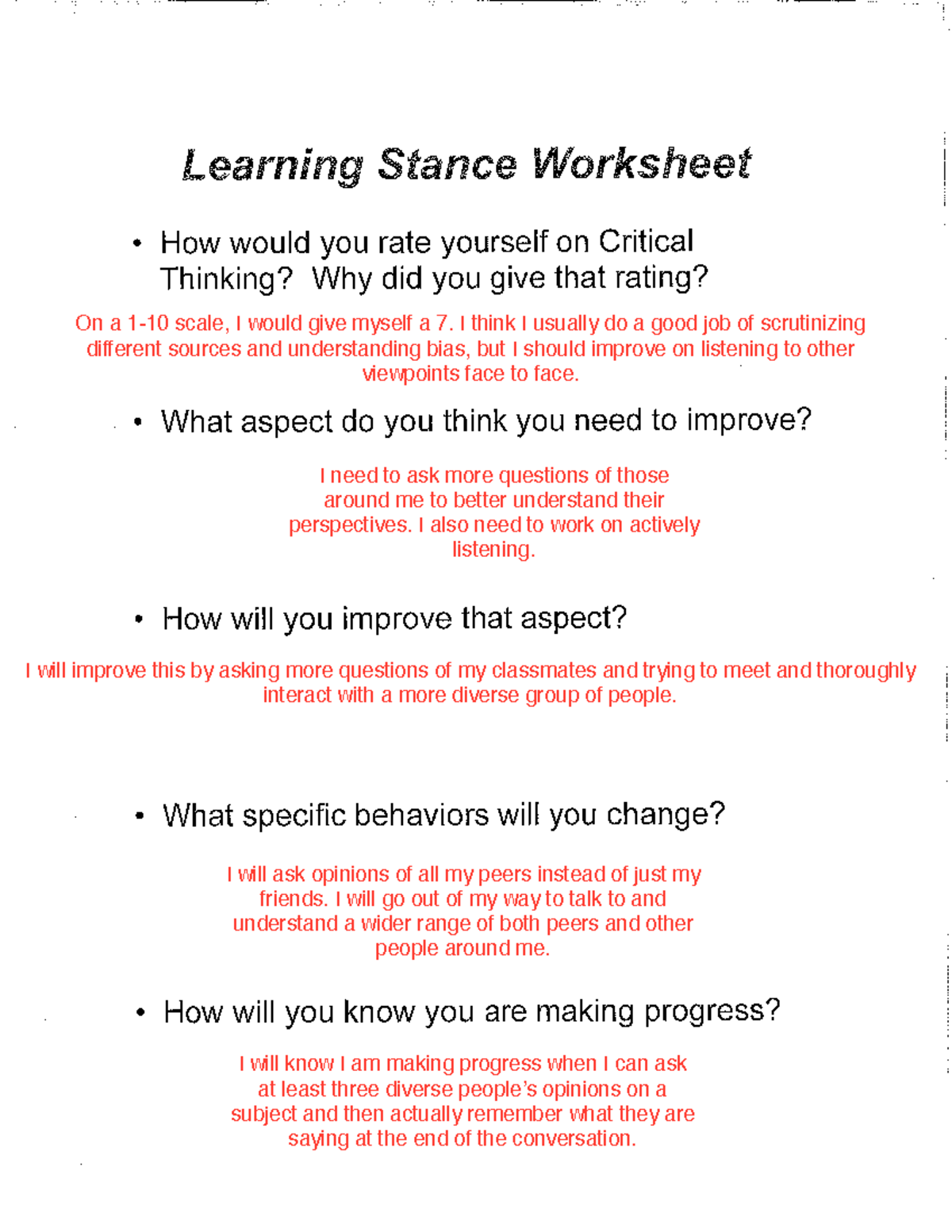 Learning Stance Worksheet - FIN 367 - Studocu