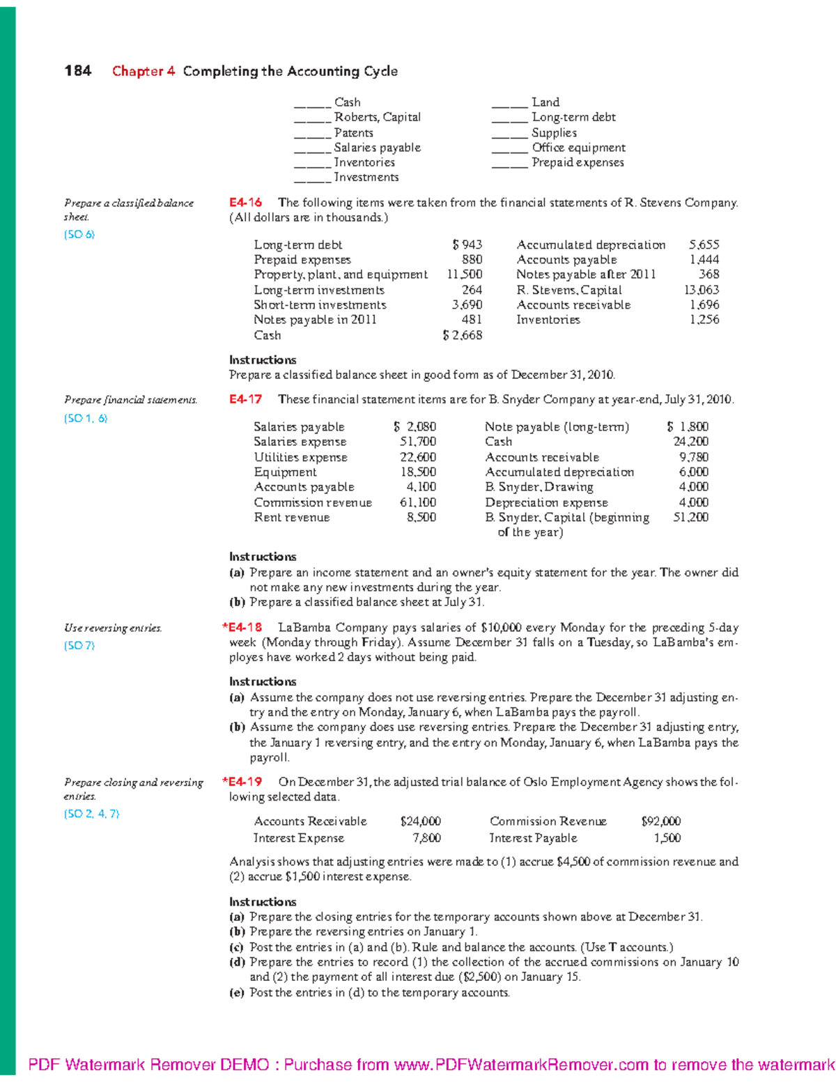 Problem for chapter 4 - 184 Chapter 4 Completing the Accounting Cycle ...