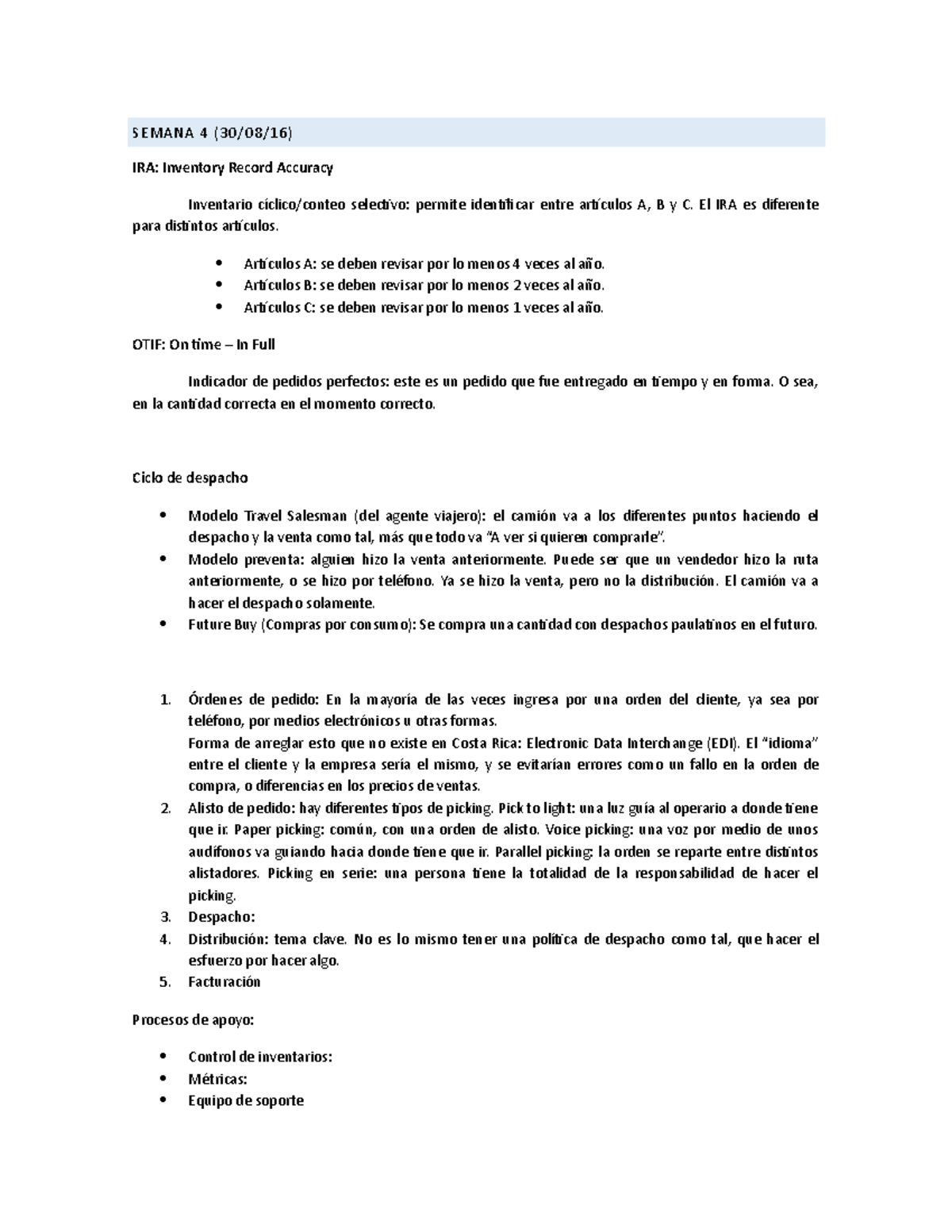 ApuntesLogísticaII - SEMANA 4 (30/08/16) IRA: Inventory Record Accuracy ...