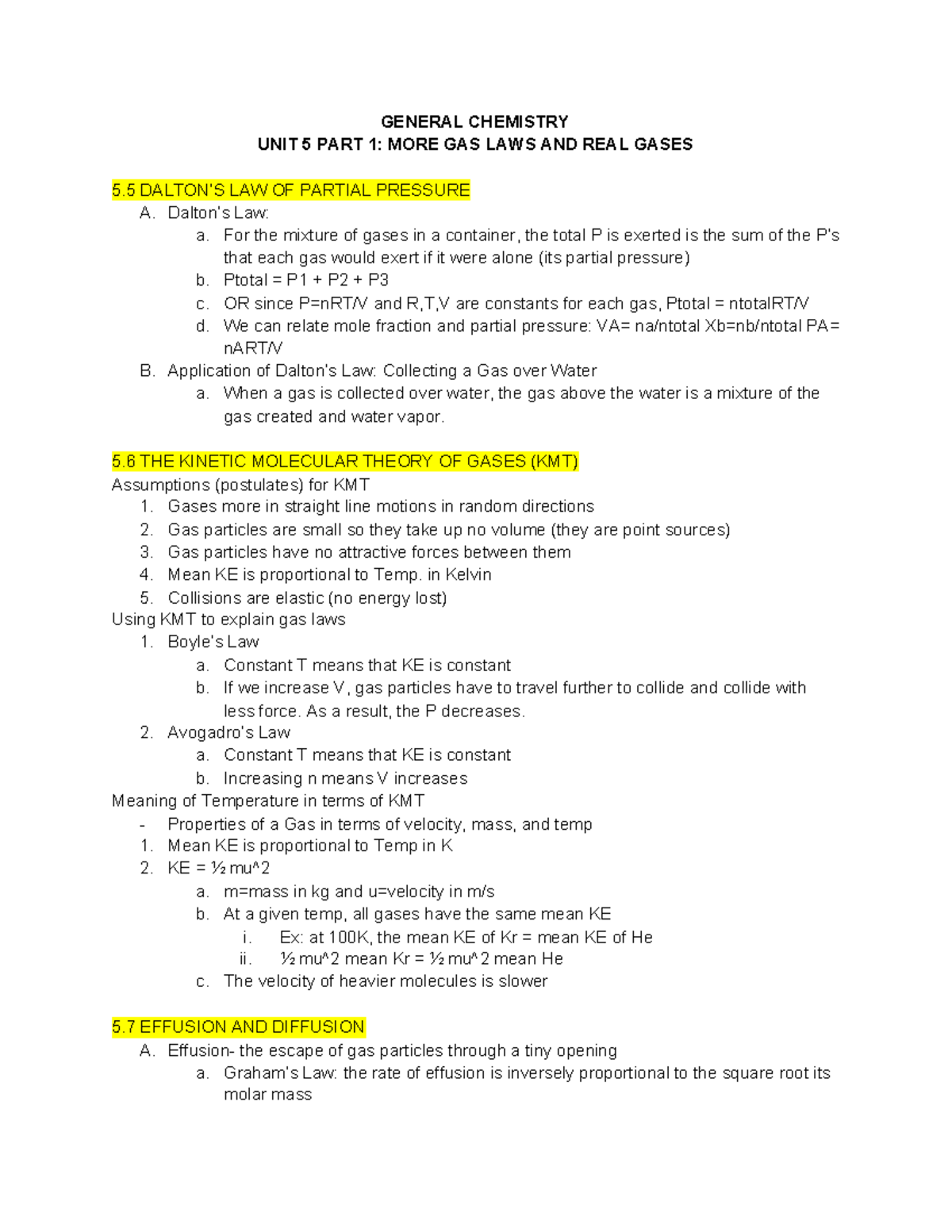 General Chemistry Week 14 Notes - GENERAL CHEMISTRY UNIT 5 PART 1: MORE ...