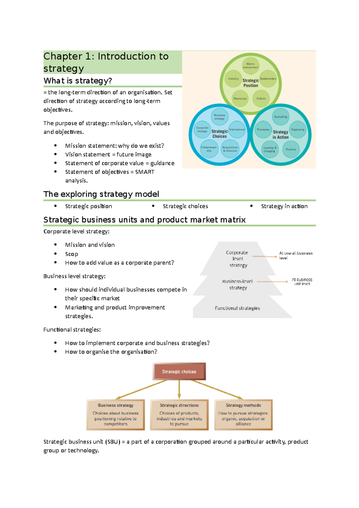 International Strategy - notes - Chapter 1: Introduction to strategy ...