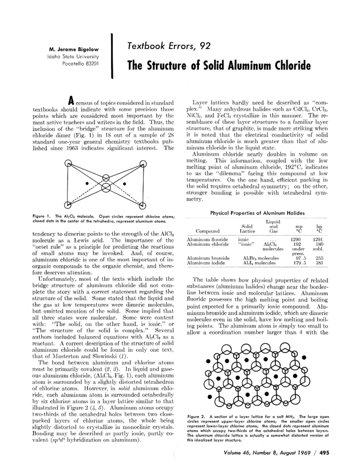 The Structure of Solid Aluminum Chloride - M. Jerome Bigelow I Textbook ...
