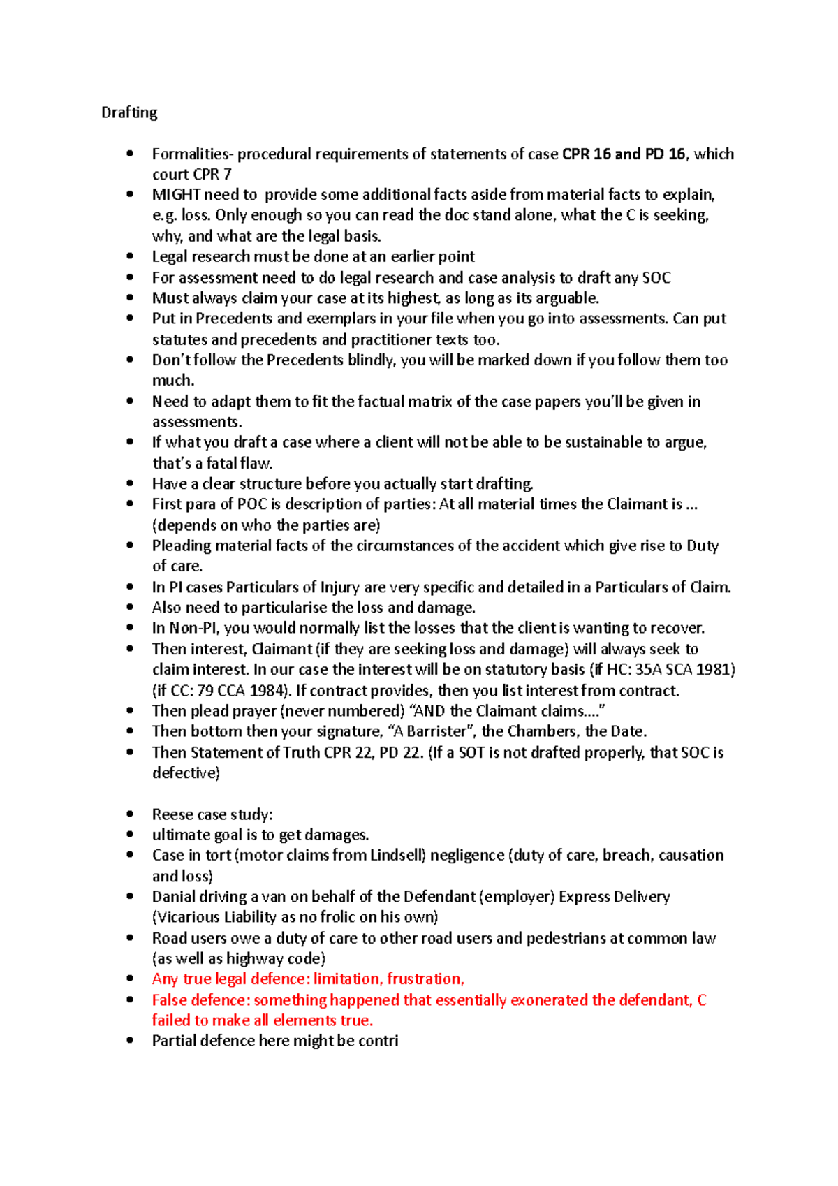 Workshop 2 - Drafting W2 - BPP - Studocu