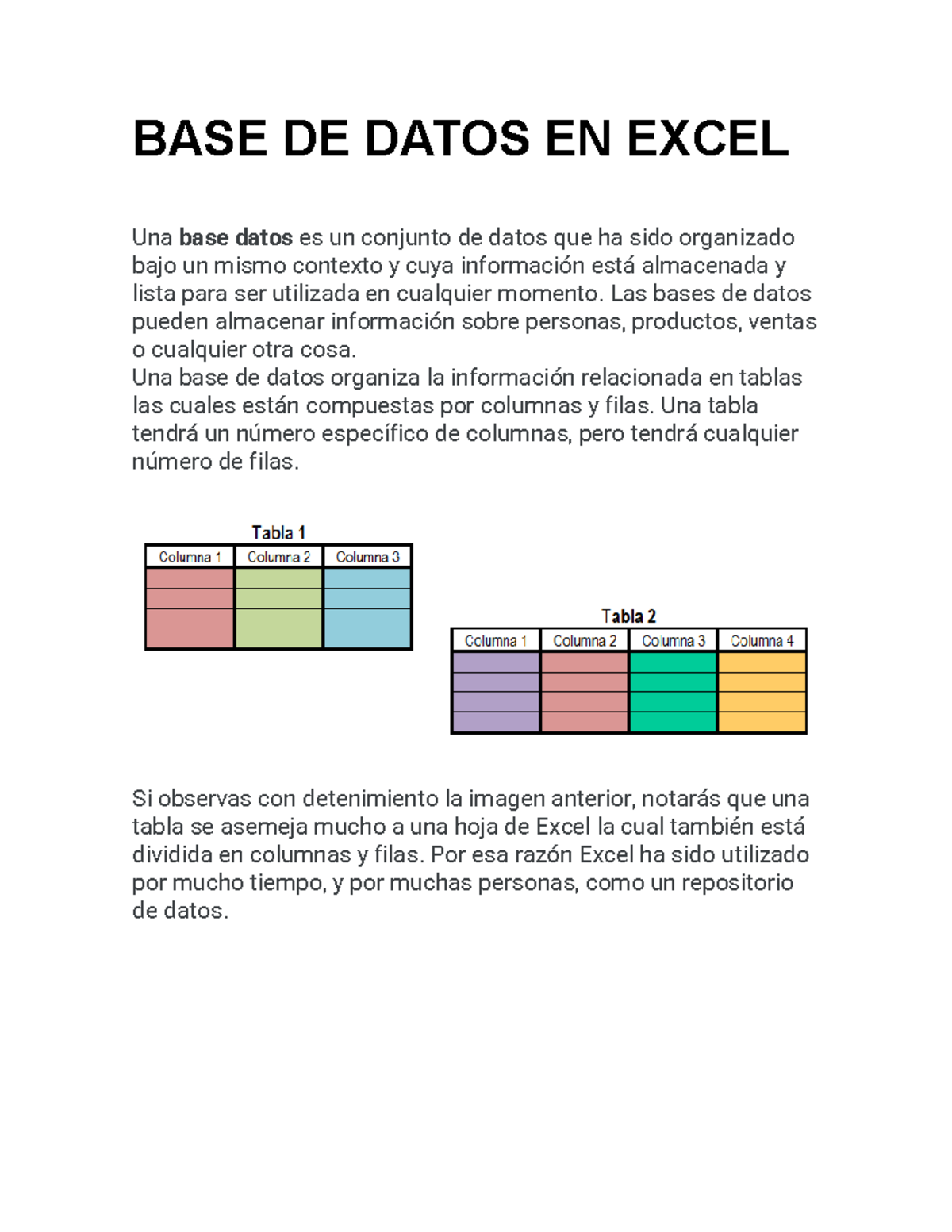 BASE DE Datos EN Excel II - BASE DE DATOS EN EXCEL Una base datos es un conjunto de datos que ha ...