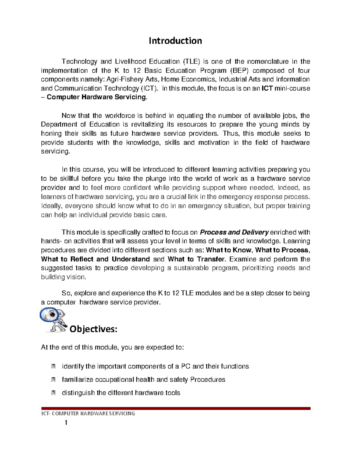 CHS 11 Q1 W1-2 - CSS - ICT- COMPUTER HARDWARE SERVICING Introduction ...
