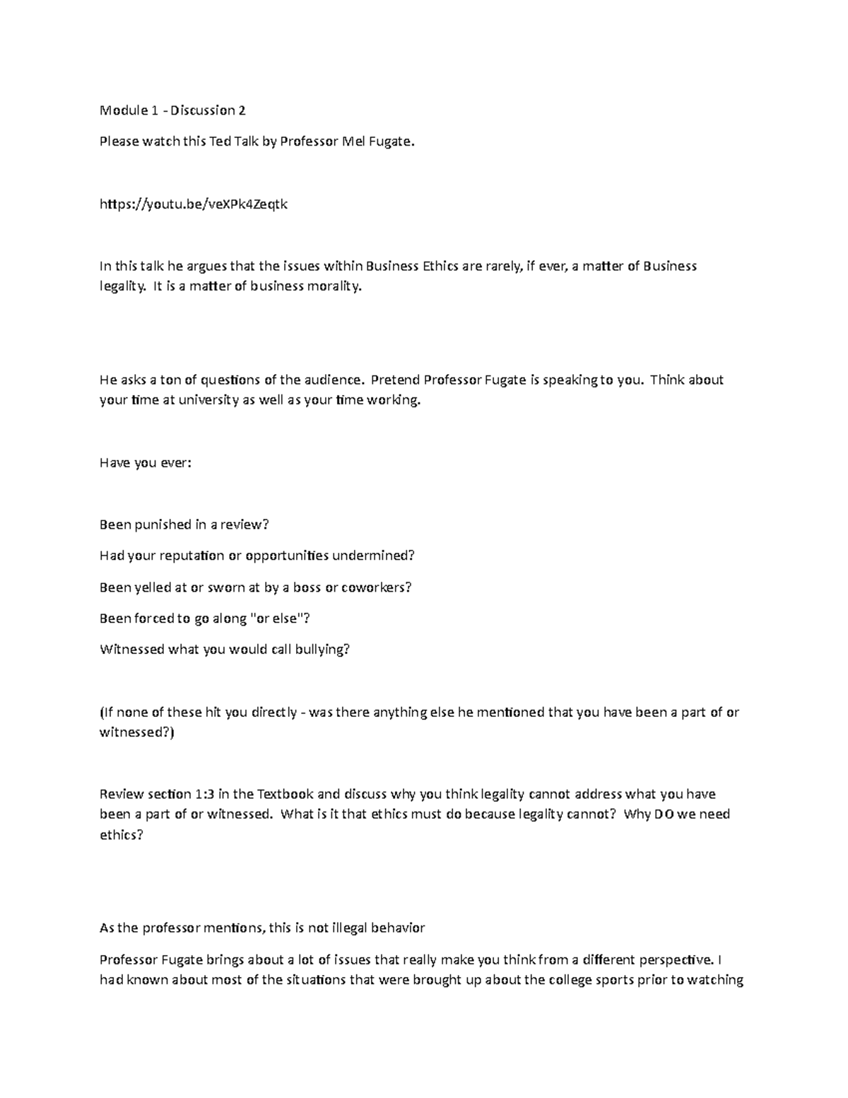 Module 1 Discussion 2 - Reflection - Module 1 - Discussion 2 Please ...