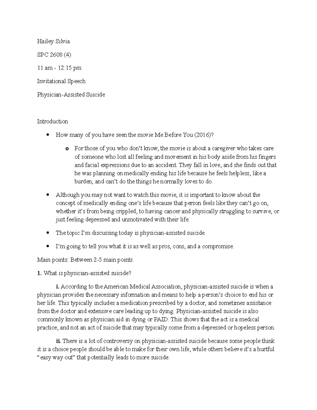 SPC - Invitational Speech - Hailey Silvia SPC 2608 (4) 11 am - 12:15 pm ...