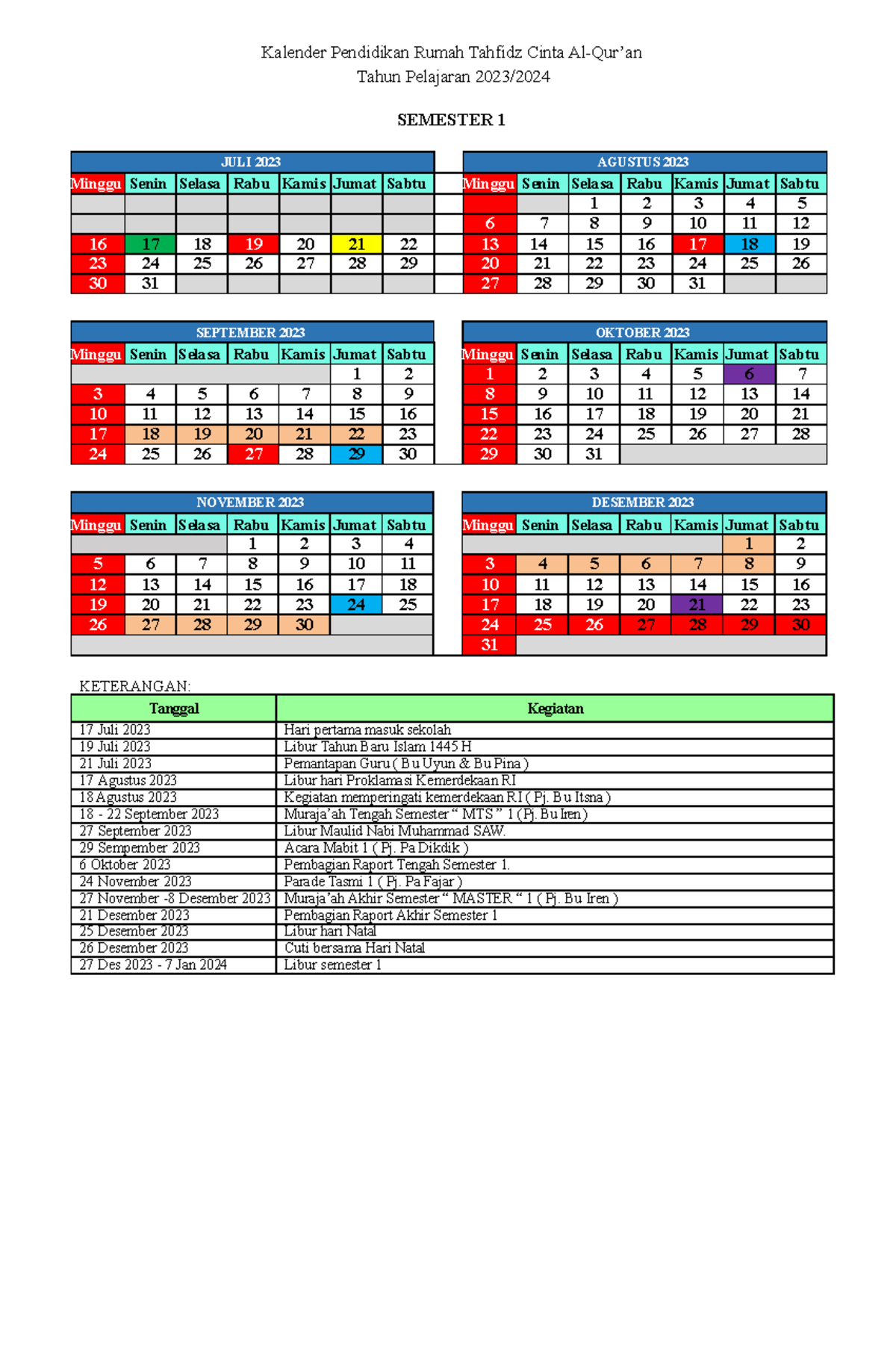 Kaldik RTCA - Contoh kaleder pendidikan - Kalender Pendidikan Rumah ...