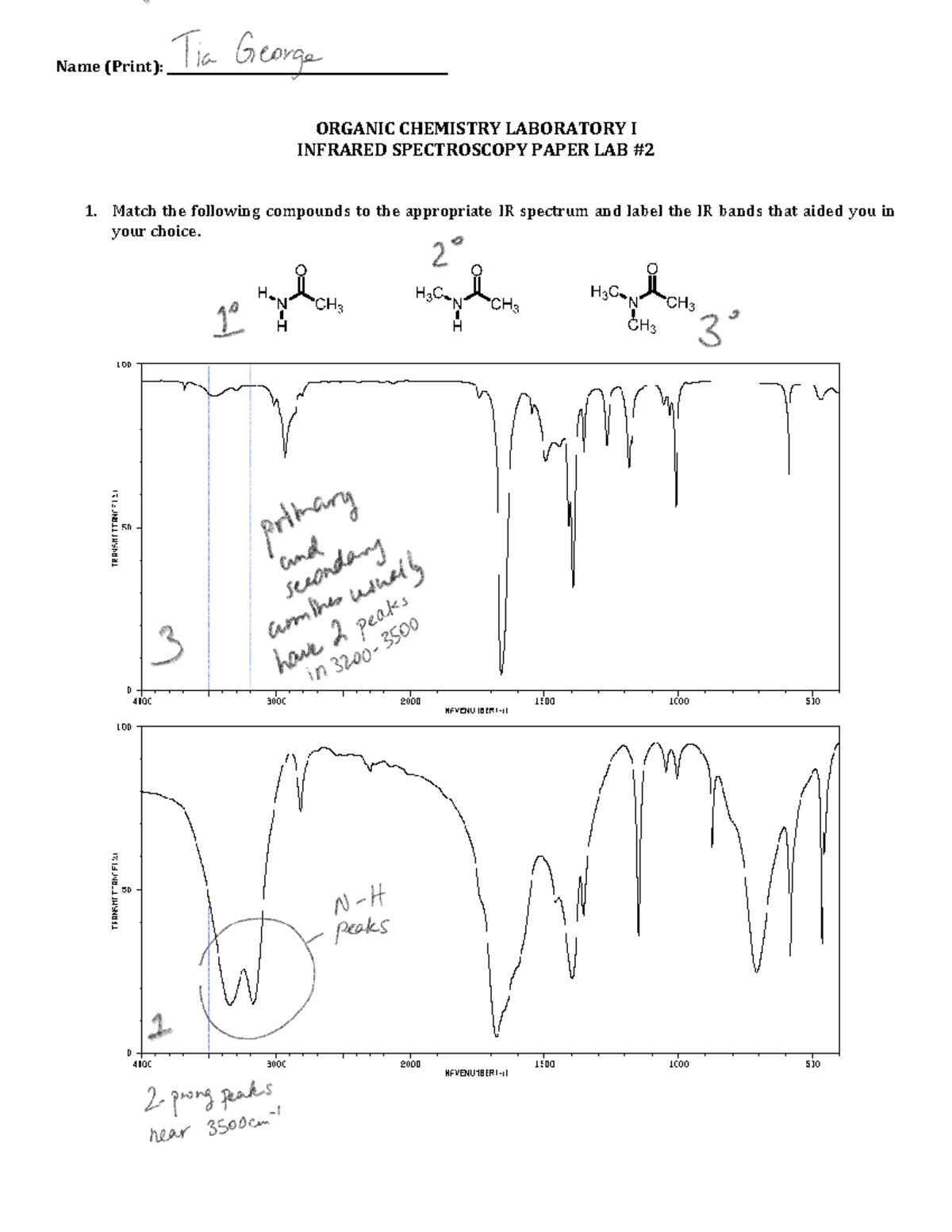 IR Paper Lab 2 231009 235333 - CHEM 3342 - Name (Print): ORGANIC ...