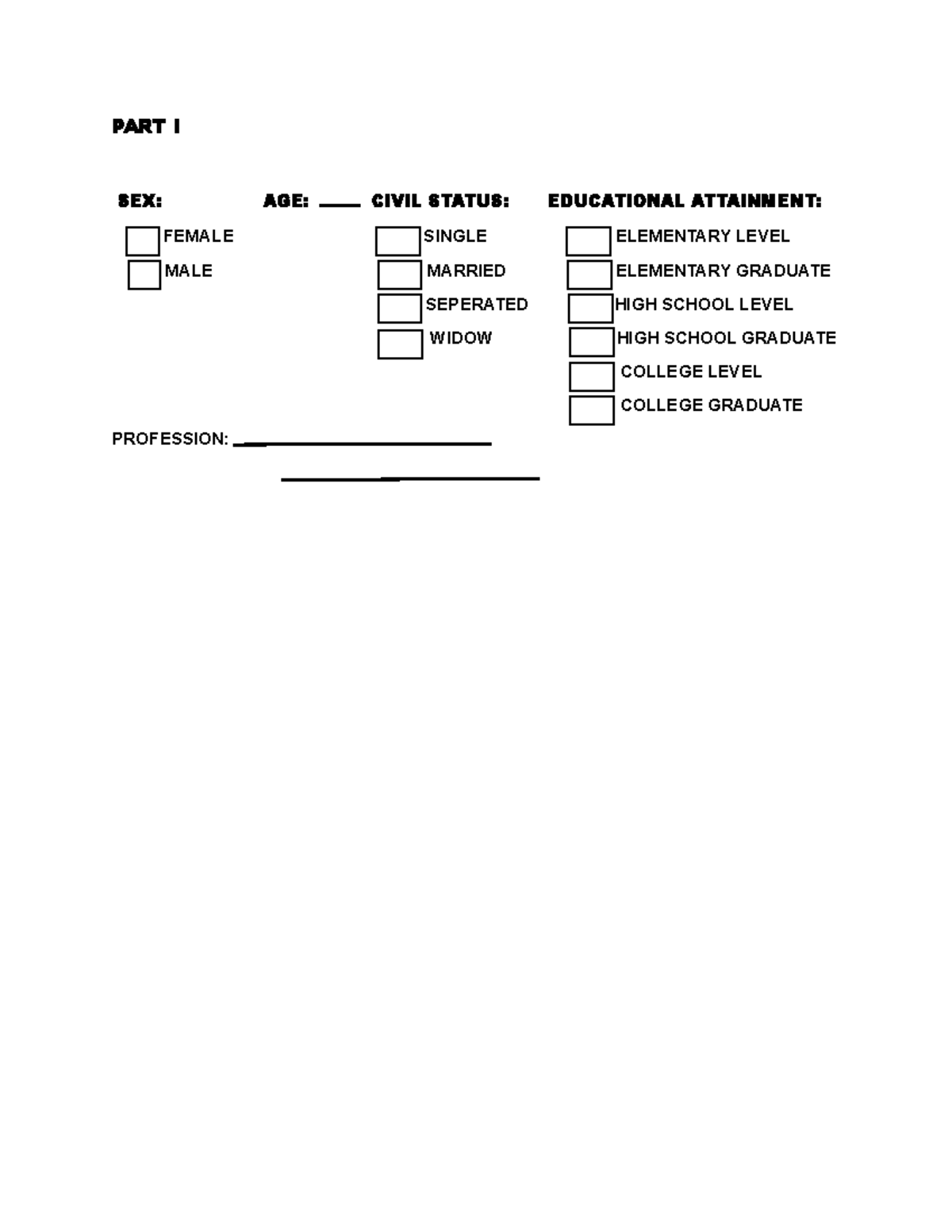 PART-I- Reseasrch - sample research paper part 1 - PART I SEX: AGE ...