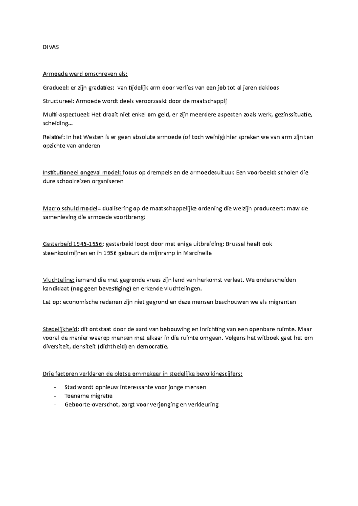 Antwoorden divas ex - DIVAS Armoede werd omschreven als: Gradueel: er zijn gradaties: van ...