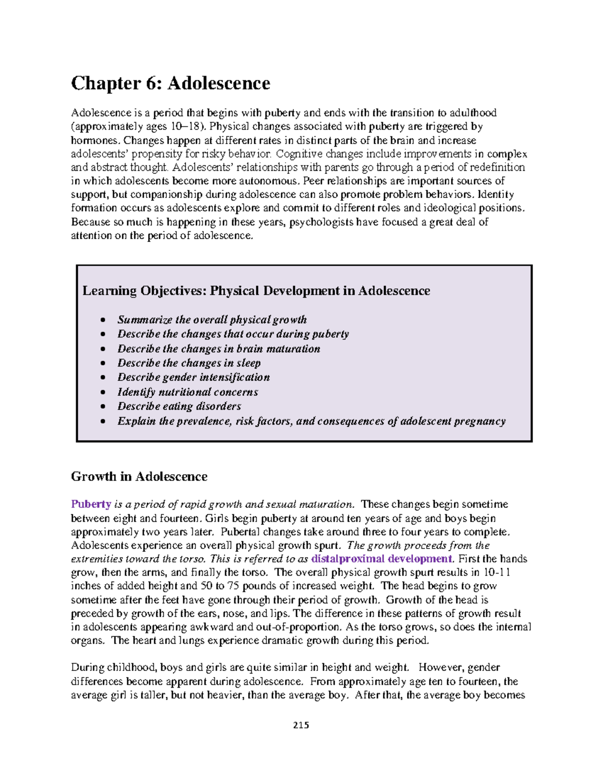 Unit6 Chapter 6 Adolescence - Chapter 6: Adolescence Adolescence is a ...
