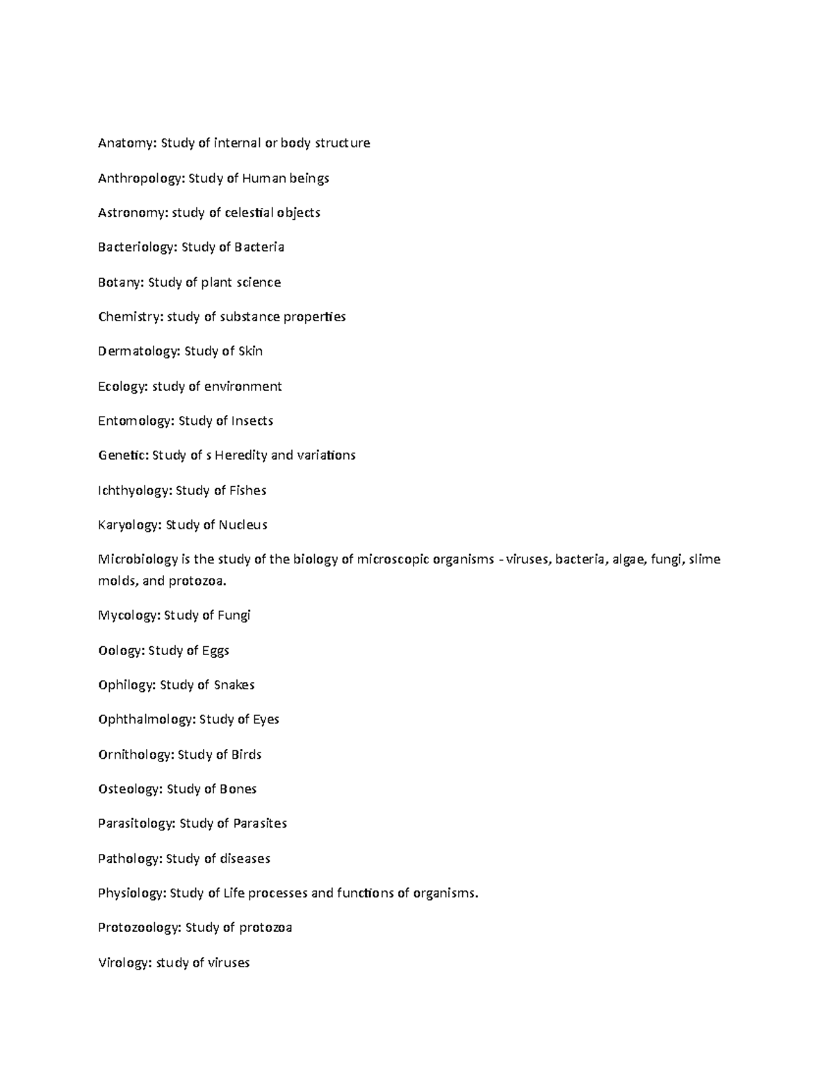 Branches of science - Anatomy: Study of internal or body structure ...