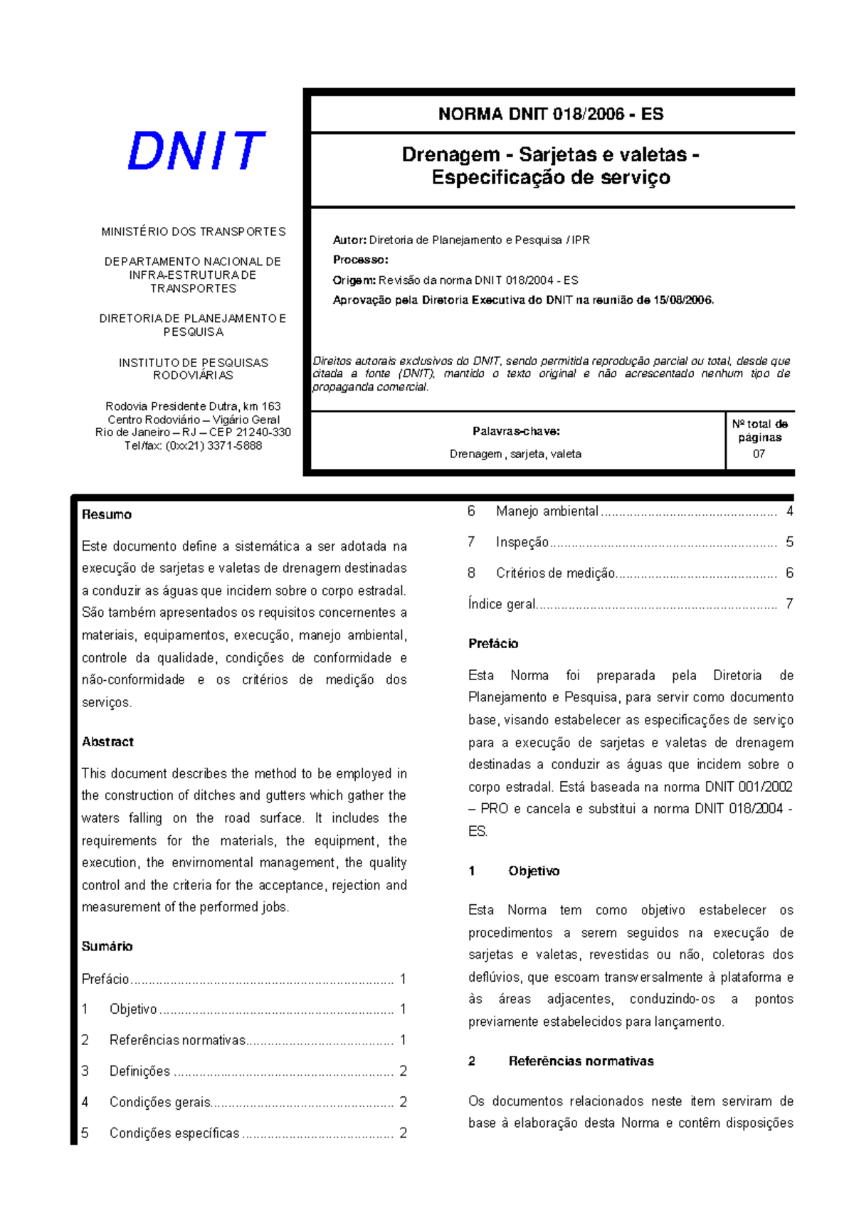 Dnit 018 2006 es - Normas para estradas rurais - NORMA DNIT 018/2006 ...