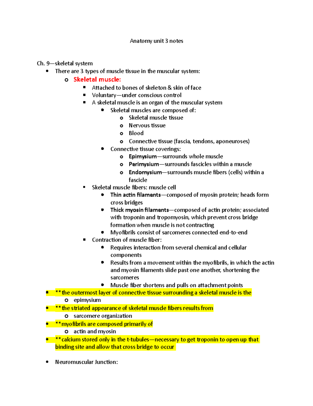 Anatomy unit 3 notes - Anatomy unit 3 notes Ch. 9—skeletal system There ...