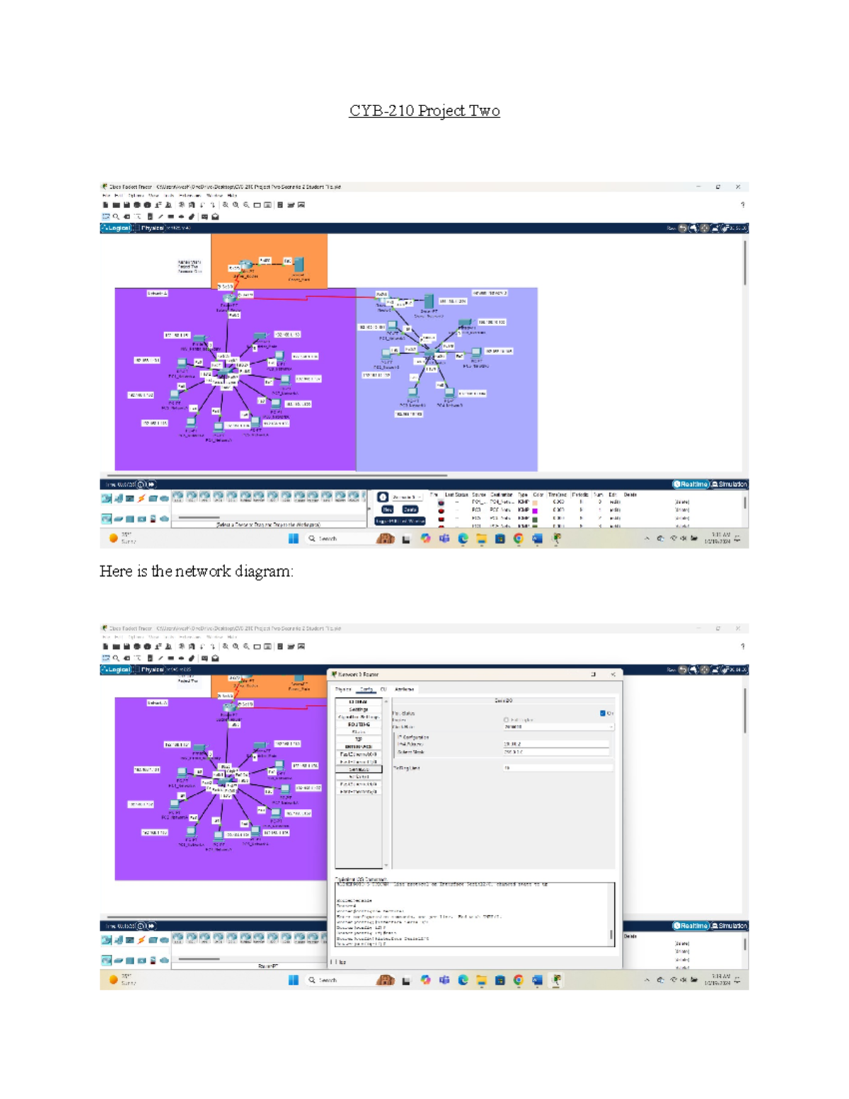 CYB 210 Project Two Rationale - CYB210 - CYB-210 Project Two Here is the network diagram: - Studocu