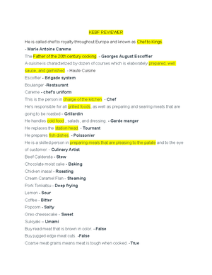 Jimboy Escalante- Costing - Our Lady of Fatima University CHIM – College of Hospitality - Studocu