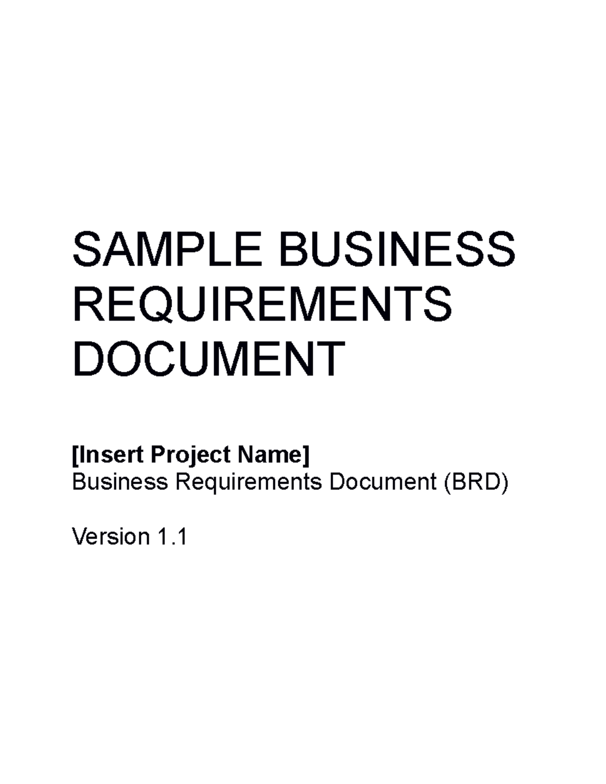 Sample Business Requirements Document - SAMPLE BUSINESS REQUIREMENTS ...