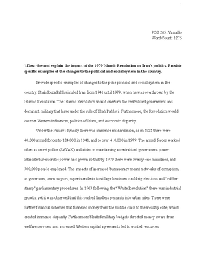 Political Science 205: Comparative Politics - POS 205 Word Count: 1141 ...