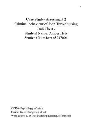 Criminology Trait Theory - Chapter 5 Trait Theory Introduction to Trait ...