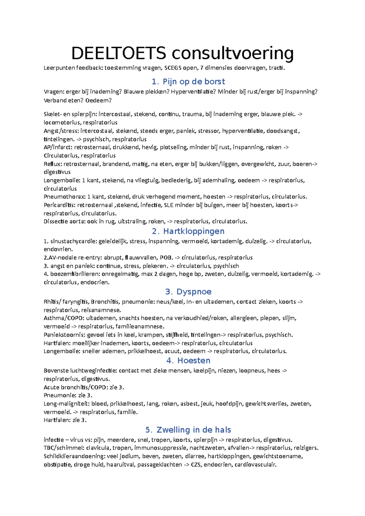 Deeltoets consultvoering - DEELTOETS consultvoering Leerpunten feedback ...