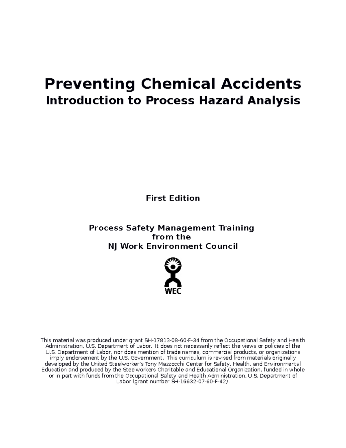 Fy08 sh-17813-08 2 process hazard analysis - Preventing Chemical ...