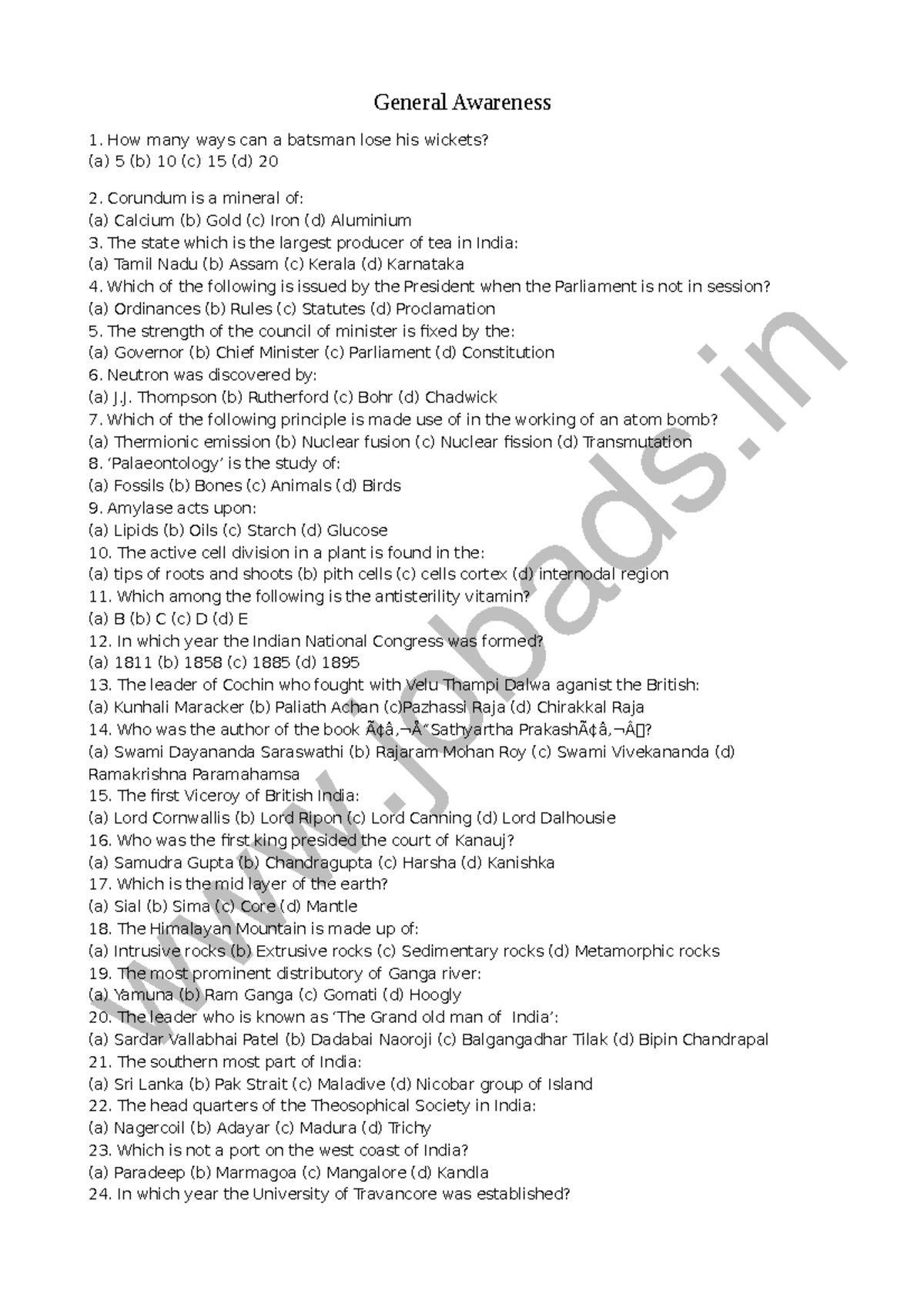 General Awareness (1) - Building engineering aptitude questions ...