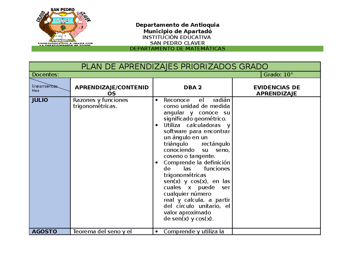 Formato plan de aula clases virtuales - Departamento de Antioquia ...