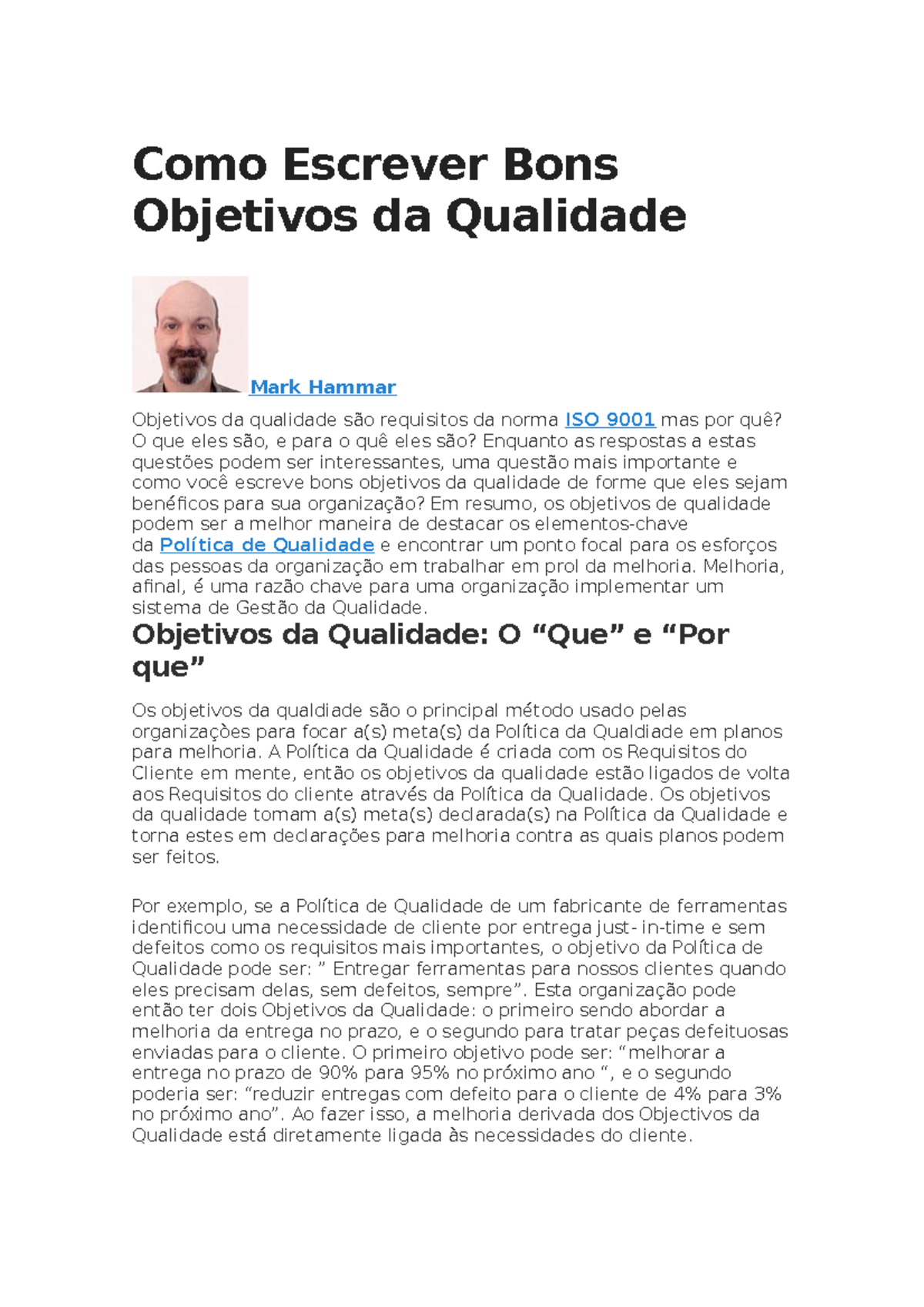 Como Escrever Bons Objetivos da Qualidade - Como Escrever Bons ...