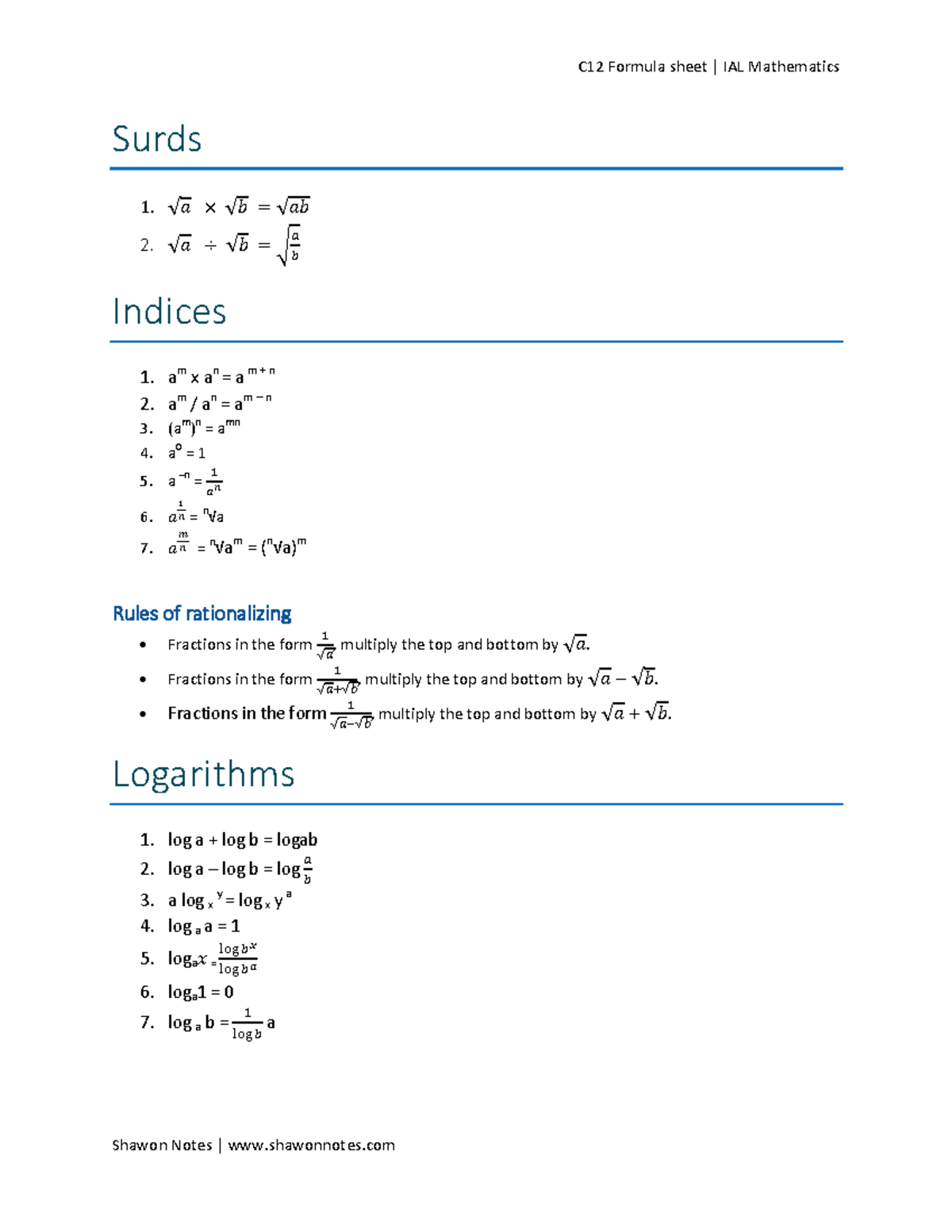 C12 Formula Sheet Calc Warning Tt Undefined Function 22 Warning Tt Undefined Function