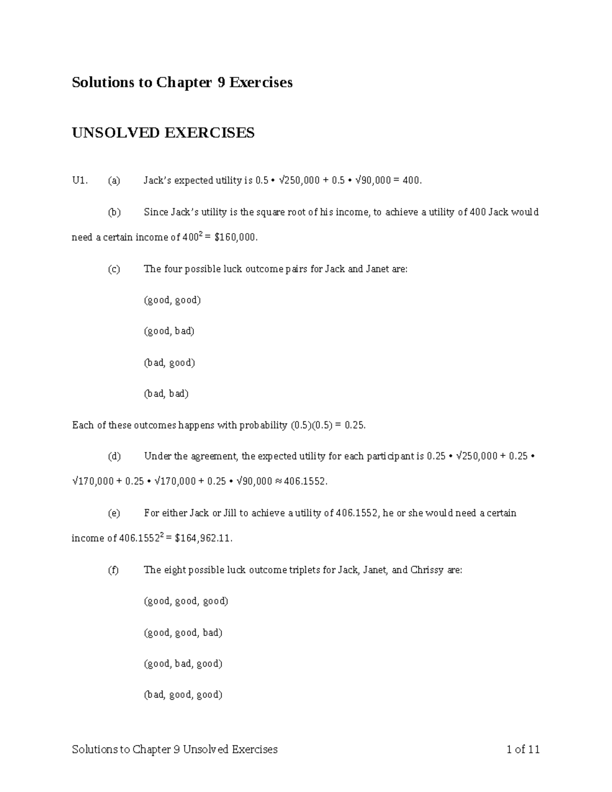 Ch09solutions 1 - Chapter 9 solutions of Games of Strategy - Solutions ...