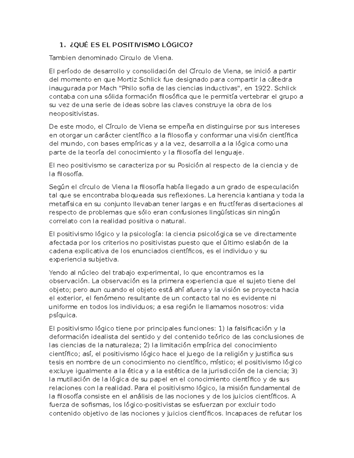 Positivismo Logico - El período de desarrollo y consolidación del ...