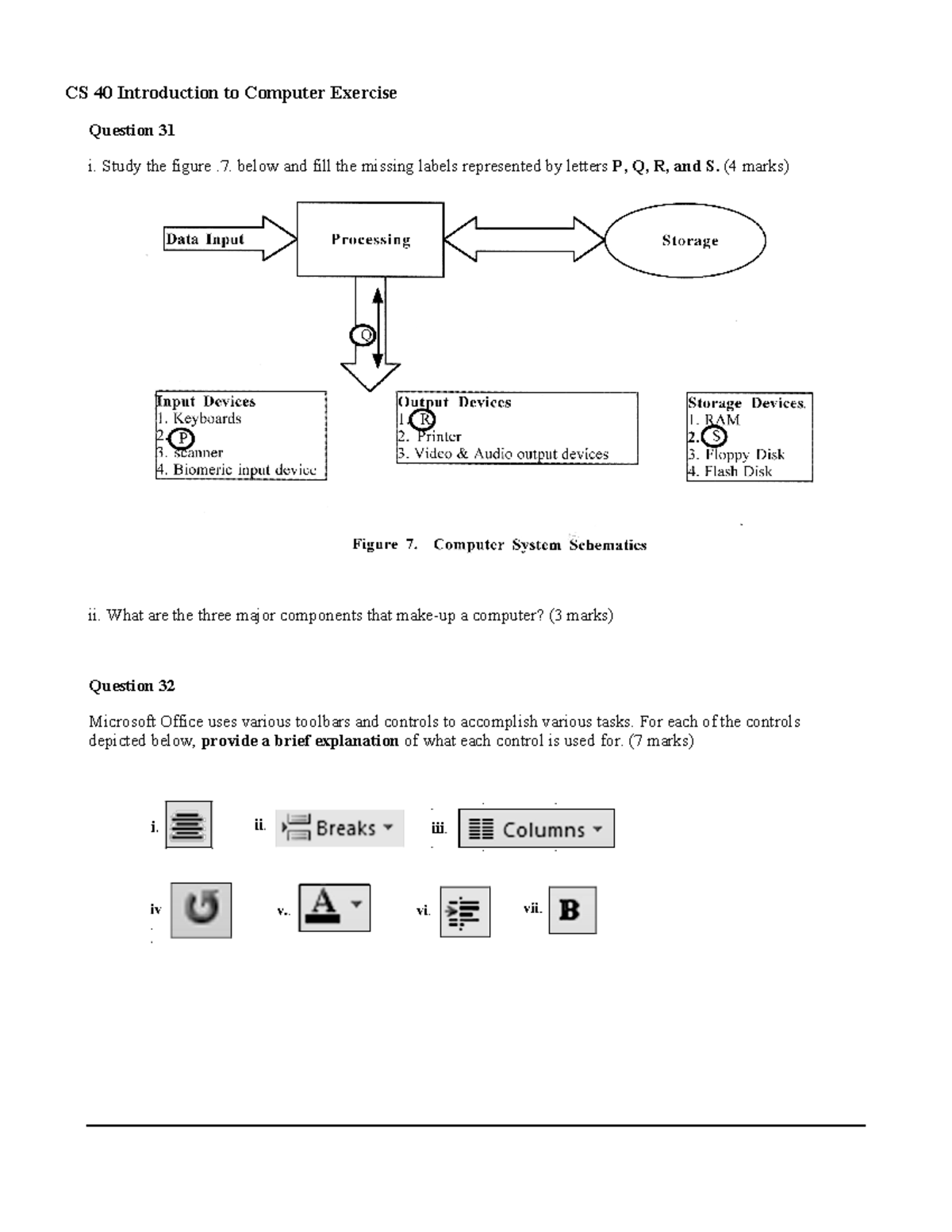 CS 40 Exercise (Short Answer) - CS 40 Introduction to Computer Exercise ...