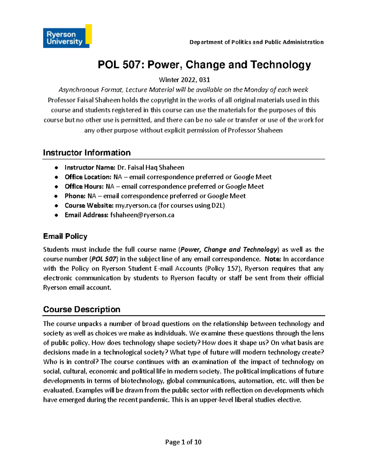 POL 507 Winter 2021/2022 Course Outline - Department of Politics and ...