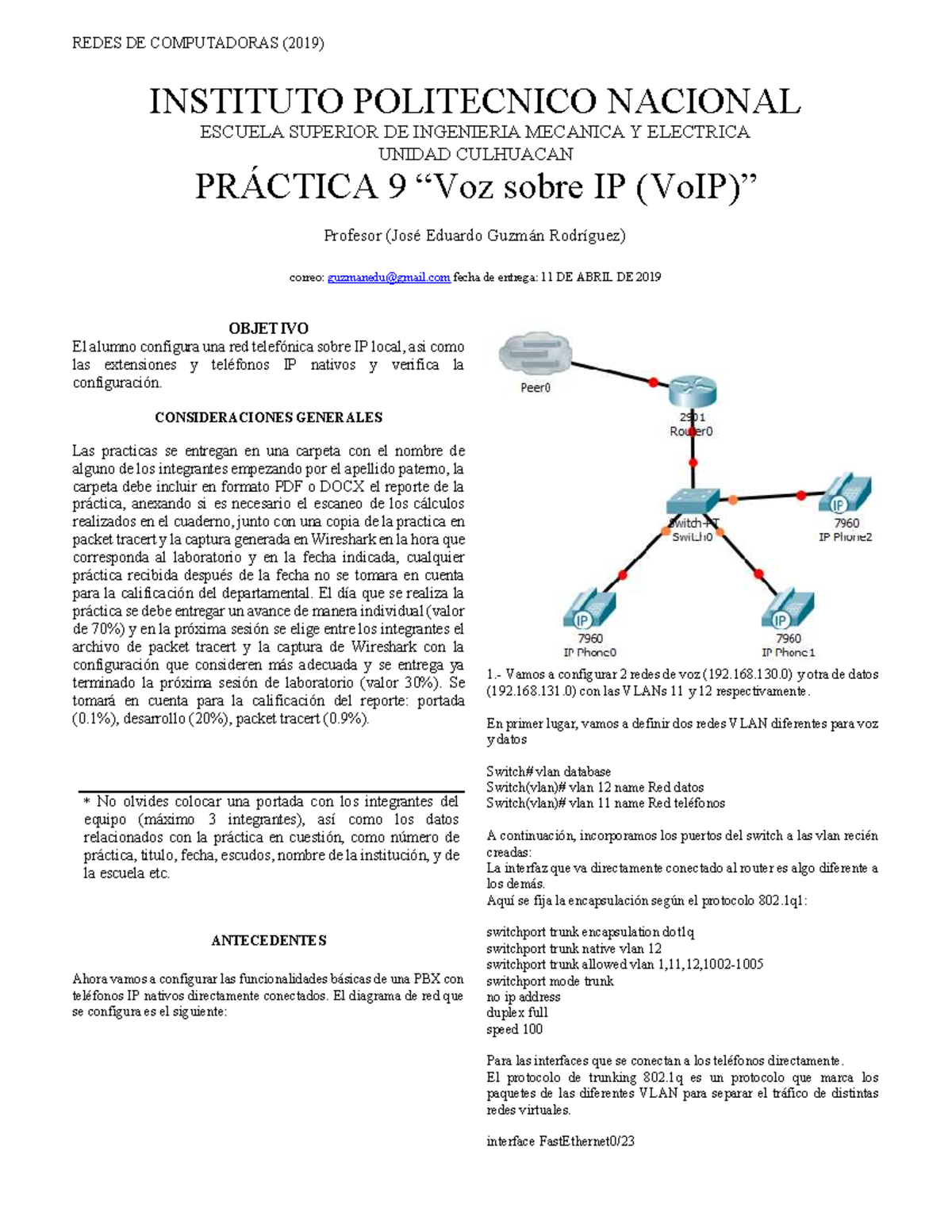 Practica 9 Redes DE Computadoras - REDES DE COMPUTADORAS (2019) INSTITUTO POLITECNICO NACIONAL ...