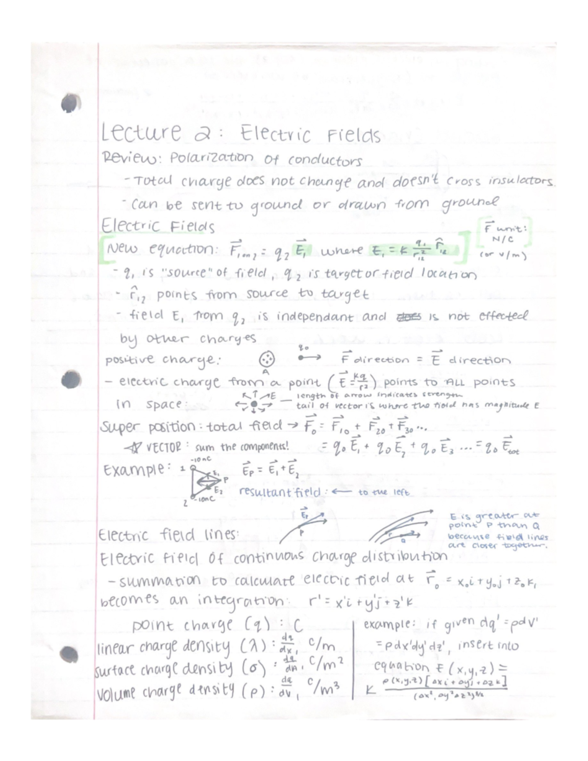 Lecture 2: Electric fields - PHYS 1200 - Studocu