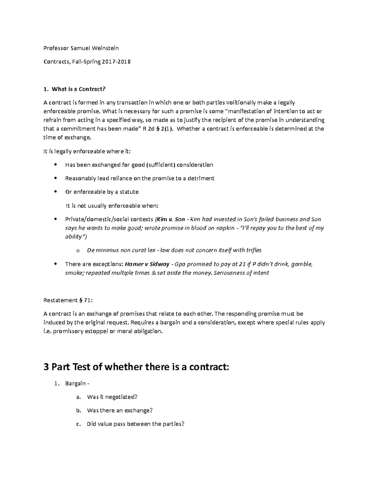 Key Concepts on Contract Law by Professor Samue - Professor Samuel ...